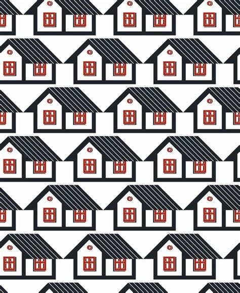 Premium Vector Real Estate Theme Symmetric Vector Seamless Pattern Abstract Houses Depiction