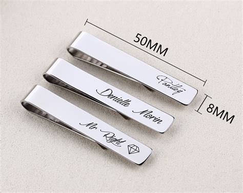 Custom Tie Clips Wood Box For Tie Bar Personalized Handwriting Tie