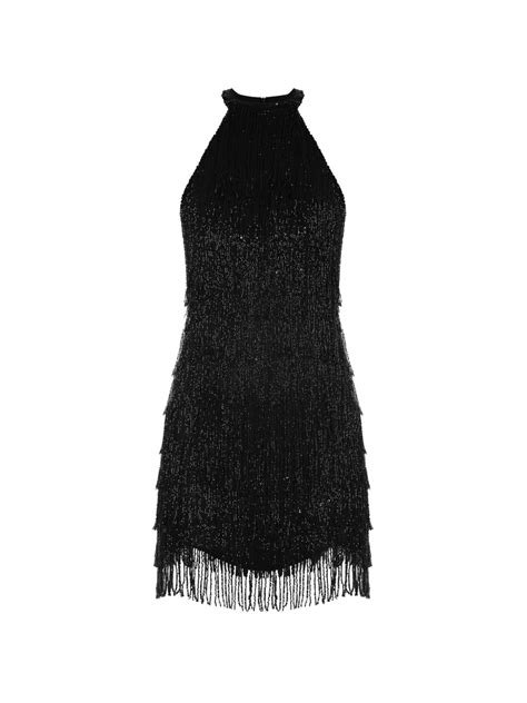 Matters Store Elsa Fringed Hem Halter Neck Mini Dress Black Farfetch
