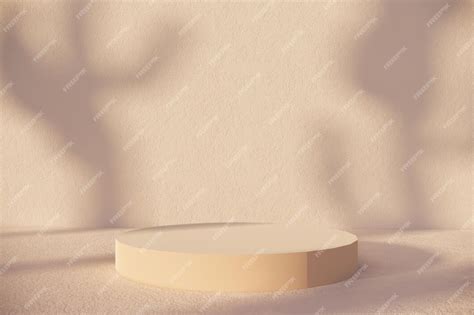 벽에 나뭇가지와 그림자가 있는 추상적 기하학적 구성 자연석 단계 받침대 최신 유행의 미니멀리스트 배너 3d 렌더링 그림 프리미엄 사진