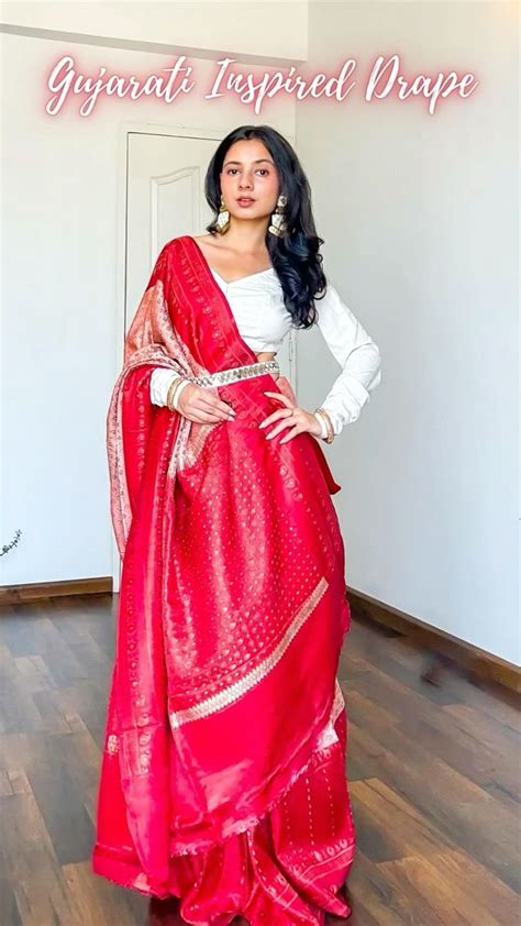 Gujarati Style Inspired Saree Draping Tutorial For Beginners How To