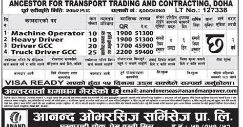 Job Vacancy In Qatar For Drivers Salary Up To Rs 59 400