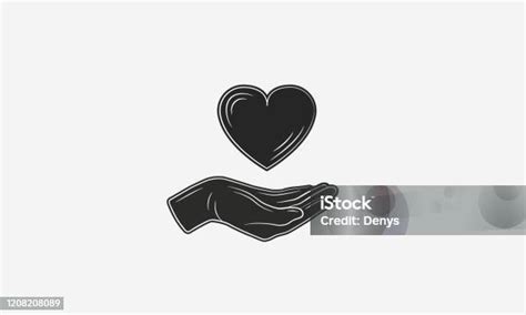 하트 로고 템플릿을 손으로 자원 봉사 로고 사랑 기호 개념을 제공합니다 벡터 일러스트레이션 Charitable Foundation에 대한 스톡 벡터 아트 및 기타 이미지