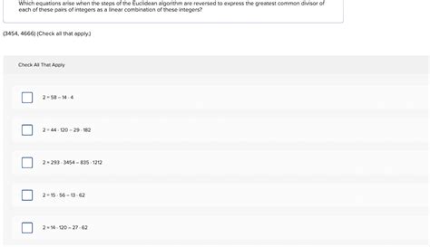 Solved Which Equations Arise When The Steps Of The Euclidean