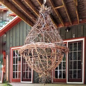 Open Weave Twig Chandelier Woven Twig Chandelier Custom Branch Chandelier Etsy