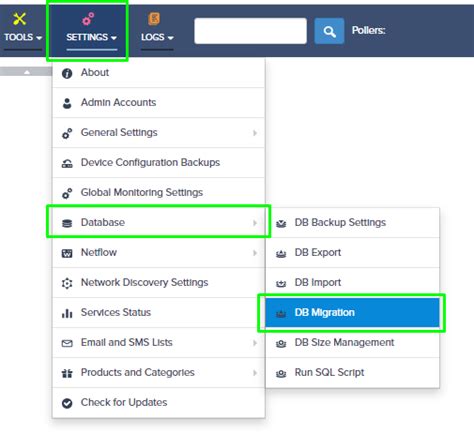 Performing Nectus Db Migration To A New Server With “db Migration” Tool Network Monitoring Tools