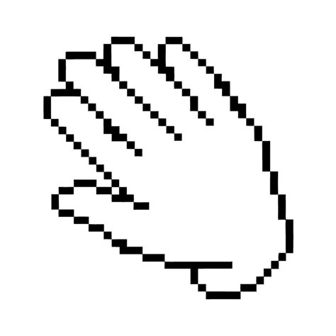 Pixelated Hand Icon Black And White Retro Graphic Illustrating Digital