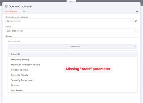 Add Tools Parameter To Openai Chat Model For Ai Agents Feature
