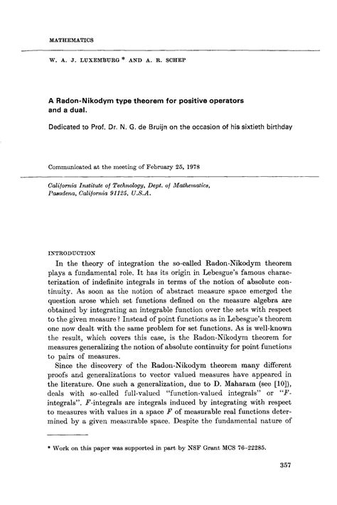 Solution A Radon Nikodym Type Theorem Linear Algebra Radon Nikodym Radon Nikodym Theorem