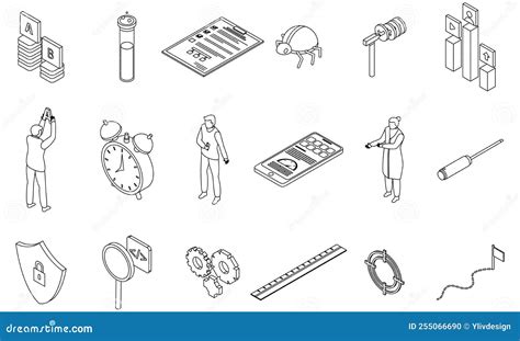 Testing Software Icons Set Vector Outline Stock Vector Illustration Of Funnel Performance