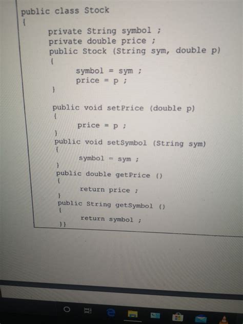 Solved Public Class Stock Private String Symbol Private