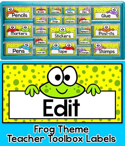 Teacher Toolbox Supply Labels Frog Theme Classroom Decor Classroom