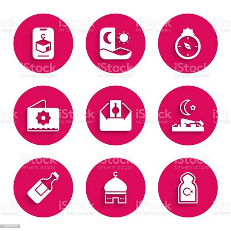 기부를 설정하거나 자카트 무슬림 모스크 사람이기도 물 병 팔각형 별 치블라와 스타와 초승달 아이콘을 지불합니다 벡터 0명에 대한 스톡 벡터 아트 및 기타 이미지 Istock