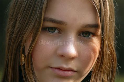 Close Up Portrait Of A Teenage Girl Outdoor Teenage Girl In Park Stock