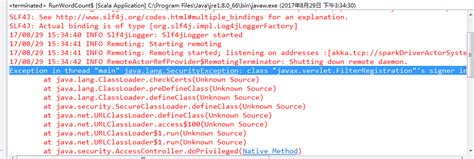 exception in thread main java lang securityexception class rvlet filterregistration