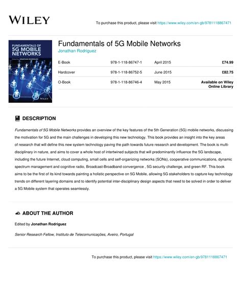PDF Fundamentals Of 5G Mobile Networks
