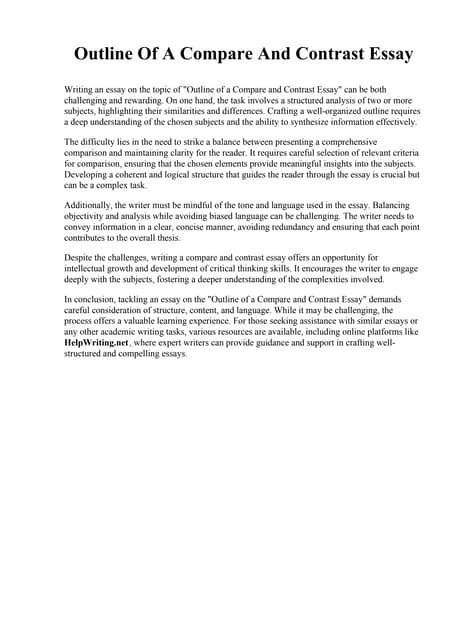 Comparing And Contrasting Essay Topics Pdf