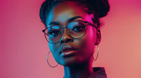 Premium Photo Woman Wearing Glasses Against Pink Background