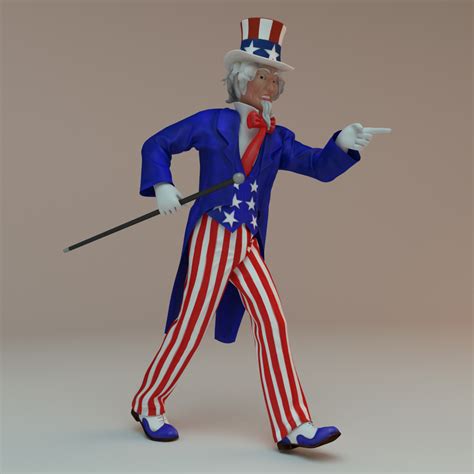 Rigged Character Uncle Sam 3d Max