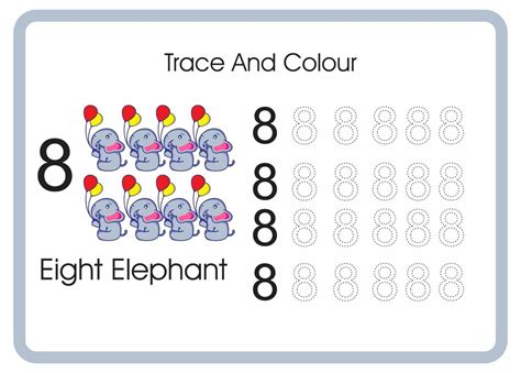Compter Trace Et Couleur éléphant Numéro 8 3032310 Art Vectoriel Chez Vecteezy
