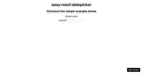 easy react datepicker codesandbox