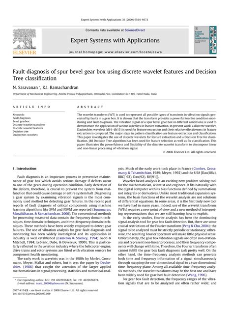 Pdf Fault Diagnosis Of Spur Bevel Gear Box Using Discrete Wavelet Features And Decision Tree