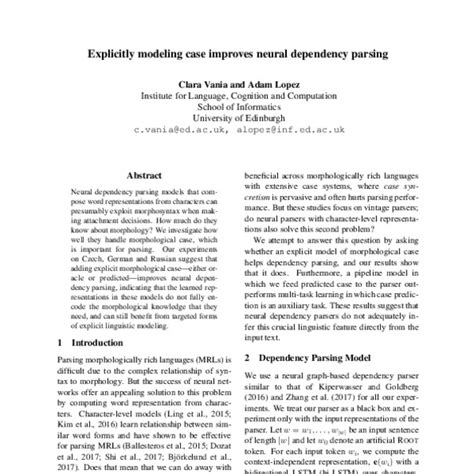 Explicitly Modeling Case Improves Neural Dependency Parsing Acl Anthology