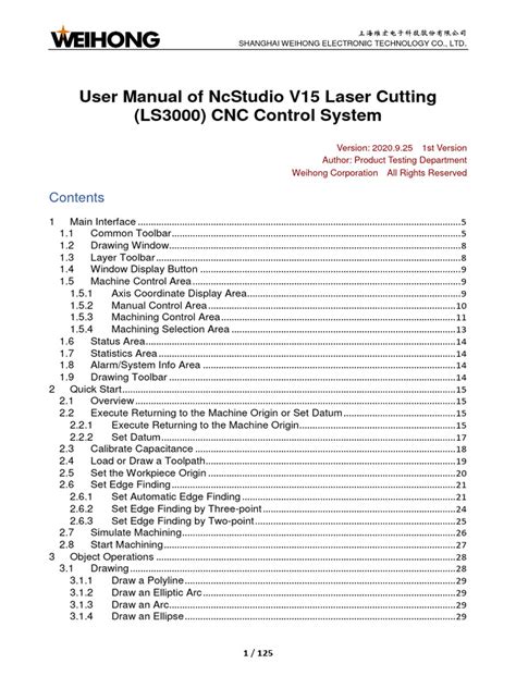 User Manual Of Ncstudio V15 Laser Cutting Ls3000 Cnc Control System