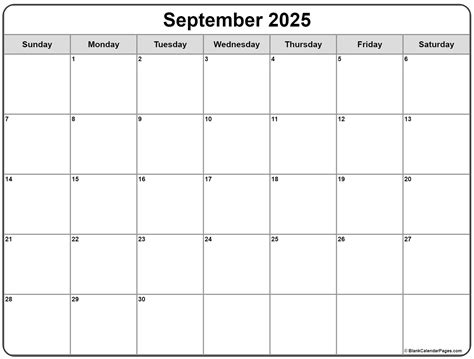 Blank 2025 September Calendar