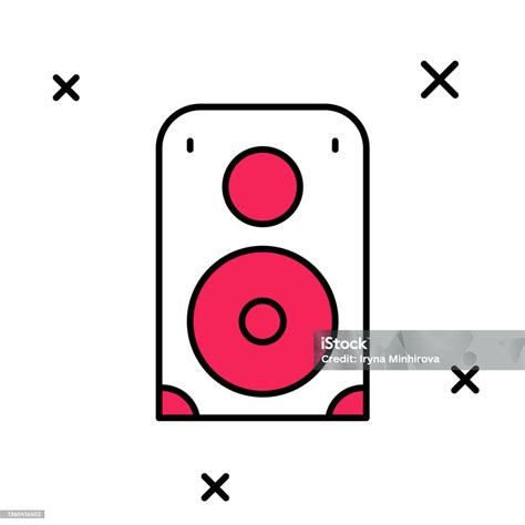 흰색 배경에 격리 된 윤곽선 스테레오 스피커 아이콘 사운드 시스템 스피커 음악 아이콘입니다 음악 기둥 스피커베이스 장비 벡터