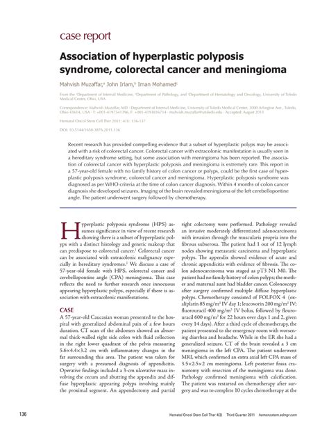 Pdf Association Of Hyperplastic Polyposis Syndrome Colorectal Cancer