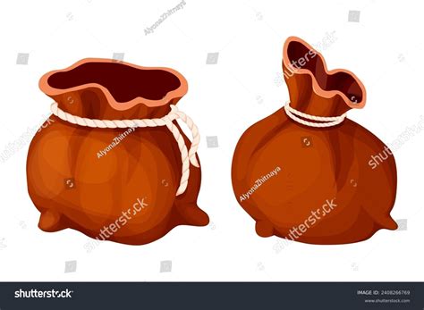 Bag Empty Sack Set Rope Cartoon Stock Vector Royalty Free 2408266769