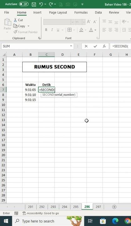 dasar excel rumus second belajarexcel excelindonesia exceltips
