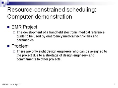 Resourceconstrained Scheduling Computer Demonstration N Emr Project N