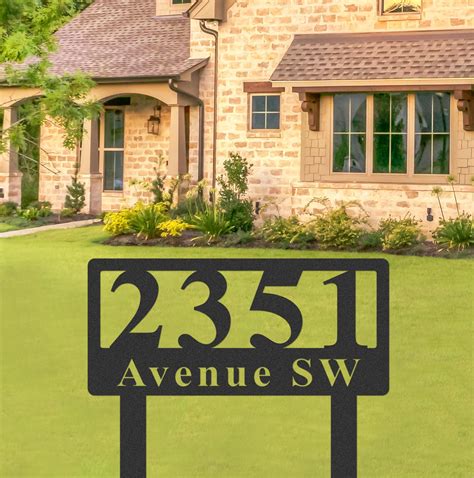 Metal House Number Sign With Stake Custom House Number Stake For Yard Address Number With Street