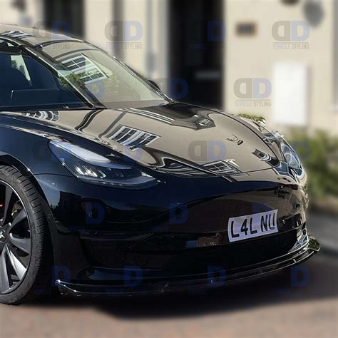 Tesla Model 3 2019 2023 Front Lip Splitter Gloss Black Dd Vehicle Styling