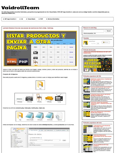 Php Y Html Css Mysql Listar Productos De Una Bds Vaidrollteam