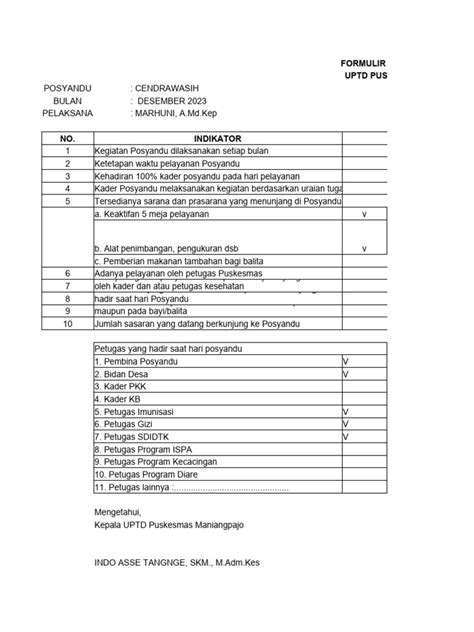 Form Monitoring Posyandu Desember 2023 Pdf