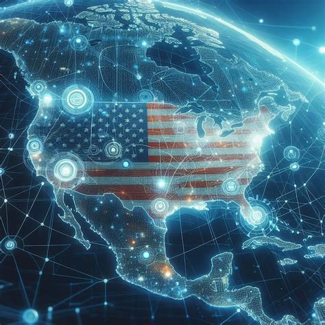 Premium Photo Digital Map Of Usa Concept Of North America Global