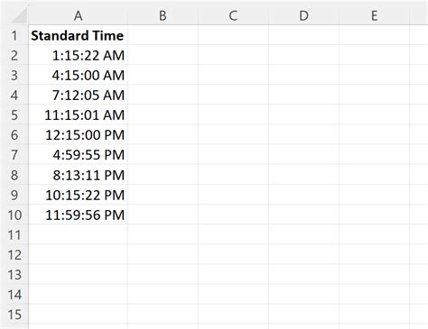 Excel Convert Between Standard Time Military Time