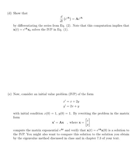 Solved 1 5 Points Matrix Exponential Method The Matrix