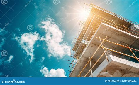 Generative Ai Construction Building Site With Framework Railing Guard Walkway On The Building