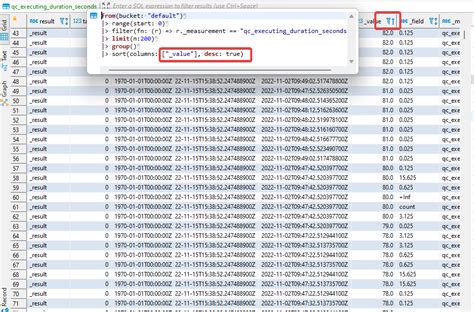 [influx] incorrect arrow in column filter · issue 18223 · dbeaver