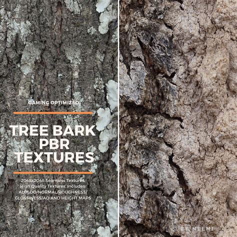 12 Pbr Tree Bark Textures With Texture Maps 2d Graphics Nelmi