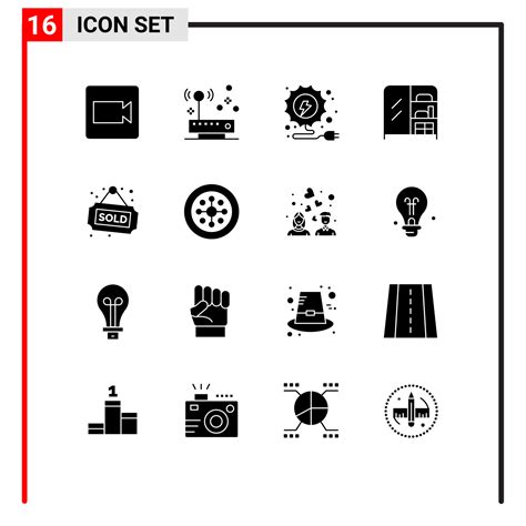 Stock Vector Icon Pack Of 16 Line Signs And Symbols For Christmas Property Energy House Wardrobe