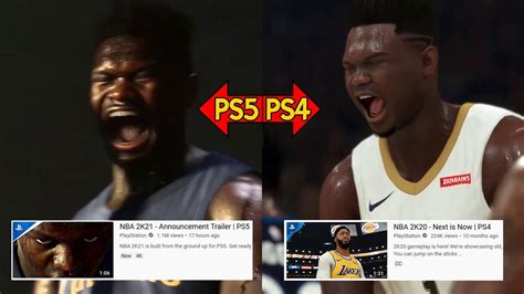 Official Trailer Graphics Comparison Nba 2k21 Ps5 Vs Nba 2k20 Ps4 Youtube