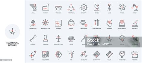 제조 장비 및 기어 토목 공학 엔지니어 사고 라인 아이콘 세트 건설 기계류에 대한 스톡 벡터 아트 및 기타 이미지 건설 기계류 건설 산업 건축가 Istock