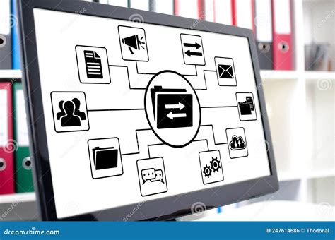Data Exchange Concept On A Computer Screen Stock Photo Image Of Connection File 247614686