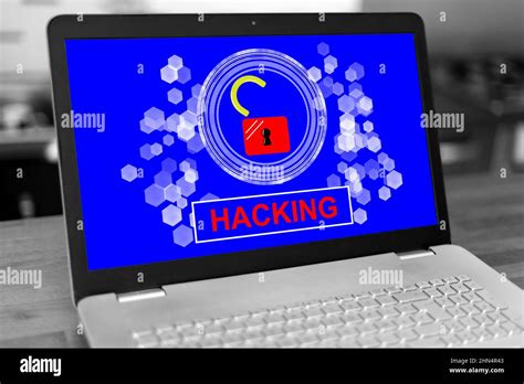 Laptop Screen With Hacking Concept Stock Photo Alamy