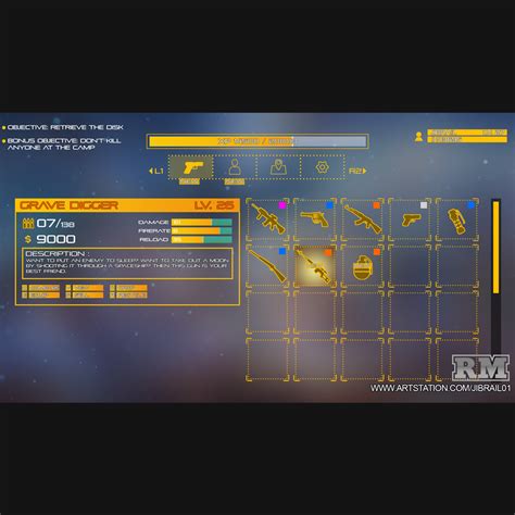 Artstation Game Ui Weapon Menu Concept